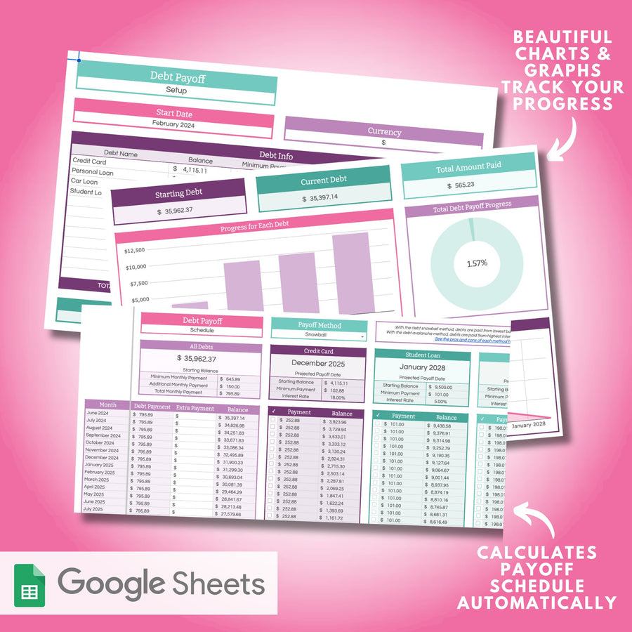 Debt Snowball Spreadsheet for Google Sheets – Abby Organizes