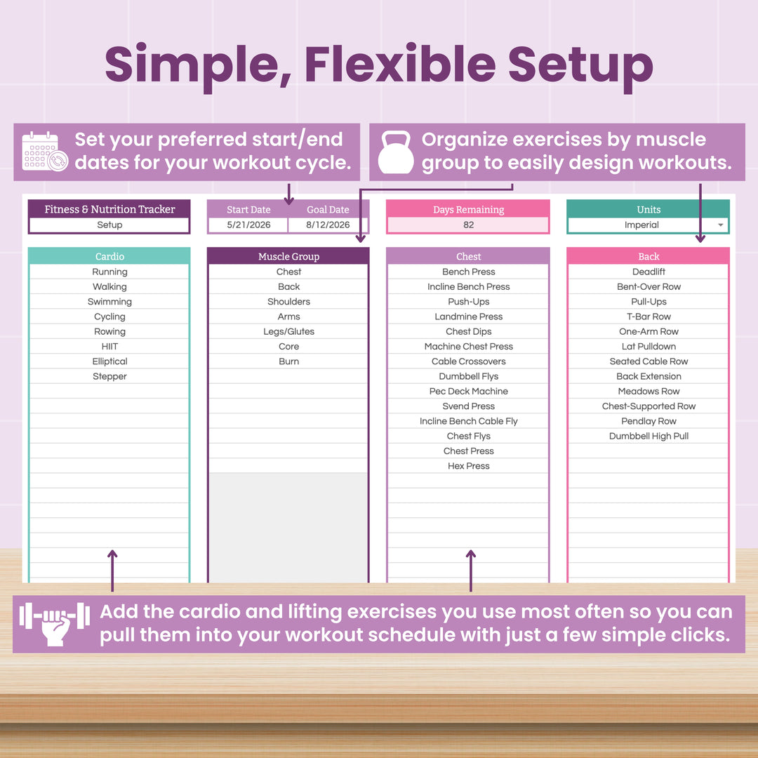 Workout & Macro Tracker Spreadsheet for Google Sheets – Abby Organizes