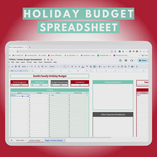 Holiday Budget Spreadsheet for Google Sheets – Abby Organizes